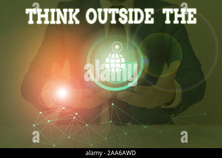 Text sign showing Think Outside The. Conceptual photo Creative Thinking ...