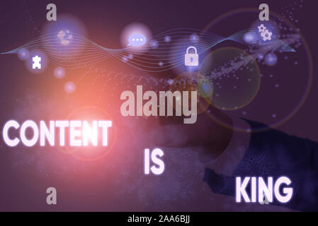 Text sign showing Content Is King, Business idea Content is the heart ...