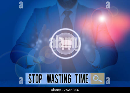 Writing note showing Stop Wasting Time. Business photo showcasing ...