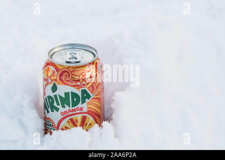 Mirinda drink in can isolated on white background Stock Photo - Alamy