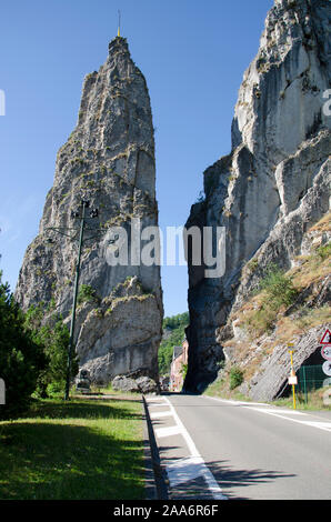 The rock formation Rocher Bayard at Dinant along the river Meuse ...