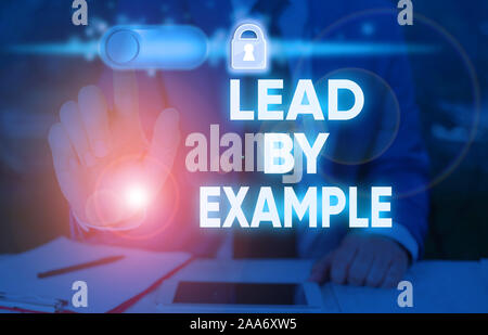 Writing note showing Lead By Example. Business concept for Be a mentor ...