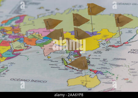 Colored pinpoint map with flags as signs of countries visited Stock ...