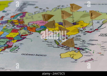 Colored pinpoint map with flags as signs of countries visited Stock ...