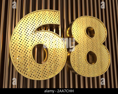 number 68 (number sixty-eight) perforated with small holes on the metal ...