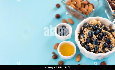 Perfect breakfast. Oatmeal with blueberries. Healthy eating for the ...