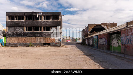 Abandoned derelict office buildings in an urban area in Nottingham ...