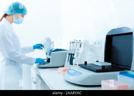 BLurred laboratory interior, scientific background with copy-space ...