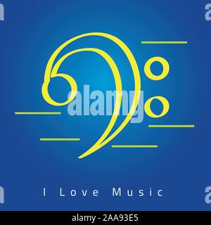 Bass clef icon over a colored background - Vector Stock Vector Image ...