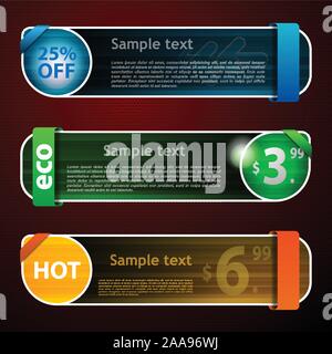 Set of Three Colorful Eco Headers or Banners for Product Selling with ...