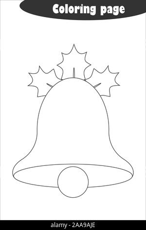 Bell in cartoon style, color by number, christmas education paper game ...