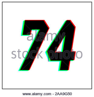 Green Number 74 isolated white background Stock Photo: 229313643 - Alamy