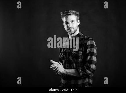 Hipster black background. Standards of manliness or masculinity ...