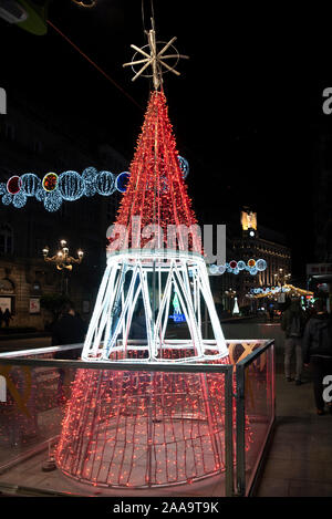 Vigo, Pontevedra, Spain; December 2018: Enormous christmas tree in Vigo ...