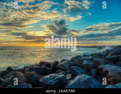 Bright colorful sunset over the sea, evening landscape Stock Photo - Alamy