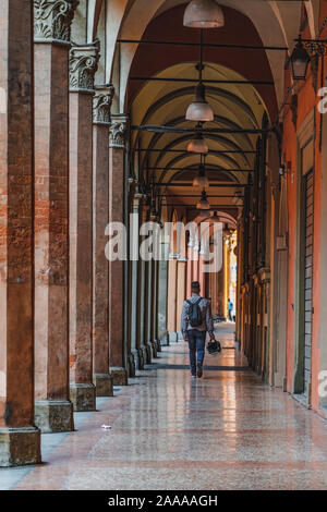 Portico passage with roman style columns in Bologna, Italy Stock Photo ...