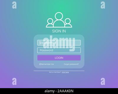 Login form page. with blurred background. Web site template, ui element Stock Vector Image & Art ...
