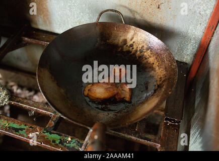 Asian kitcken, Fried Chicken with white Rice on the plate Stock Photo ...