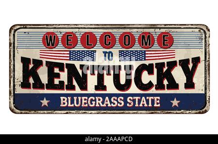 Vector illustration of the Welcome to Kentucky the Bluegrass state road ...