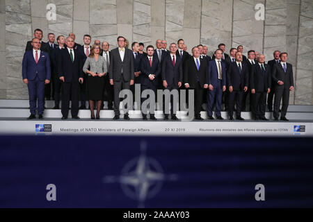 NATO foreign ministers pose for a group photo at NATO headquarters in ...