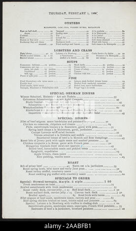 The daily menu for Hotel Metropole and Golden Rod Rathskeller, located ...