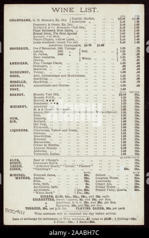 INCLUDES PRICED WINE LIST ON BACK OF MENU; STEAMSHIP FLAG AT TOP OF ...