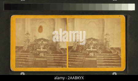 Decorated altar, Unitarian Church, Easter Sunday.; Decorated altar ...