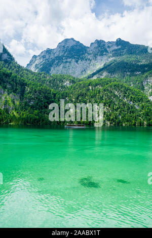 Colorful mountain forest at lake Koenigssee, Nationalpark Berchtesgaden ...