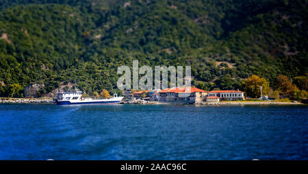 Port Dafni, Mount Athos, Greece Stock Photo - Alamy