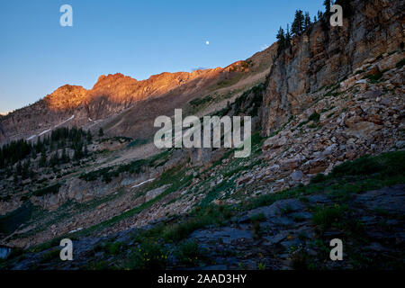 Sunset on the Wasatch Mountains near Cecret Lake, Utah, USA Stock Photo ...