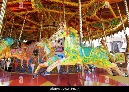 animal merry-go-round at funfair Harbour Park Littlehampton West Sussex ...