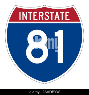 Interstate highway 81 road sign isolated on white background, 3d ...