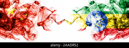 Amhara Region flag. Flag of Ethiopian state Amhara Region waving on ...