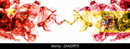 Spanish vs China, Chinese New Year celebration sparkling fireworks ...