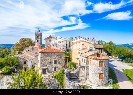 Old town of Hum, beautiful traditional architecture in Istria, Croatia ...