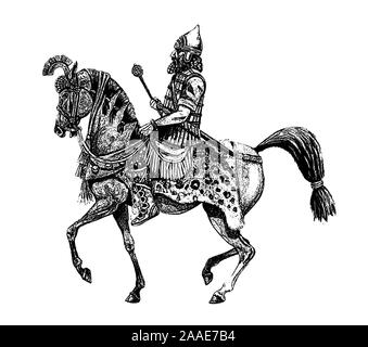 Ancient assyrian rider. Ancient warrior on horseback . Book ...