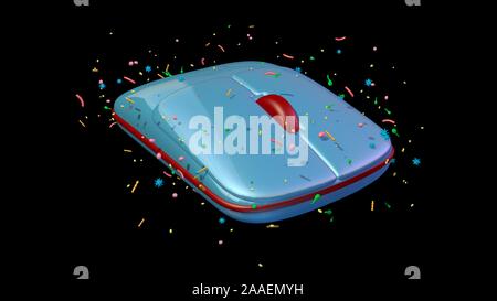 Computer mouse covered with germs, bacteria, viruses, microbes.3d ...