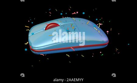 Computer mouse covered with germs, bacteria, viruses, microbes.3d ...