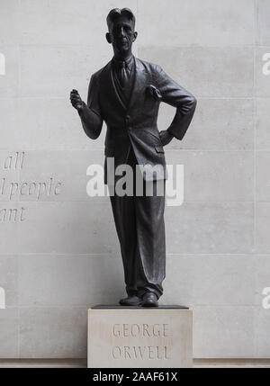 George Orwell sculpture in front of the BBC headquarters, London ...