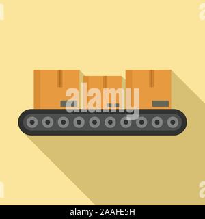 Parcel assembly line icon. Flat illustration of parcel assembly line ...