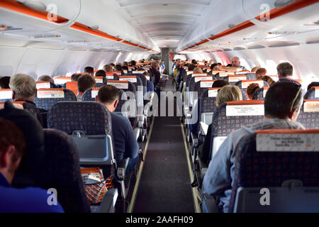 interior of easyjet cabin Stock Photo - Alamy