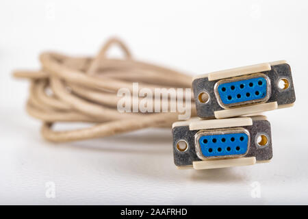 Old computer cables used to connect peripheral devices. Plugs and ...