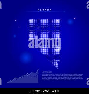 Nevada dotted glowing map. Shape of the us state with blue bright bulbs ...