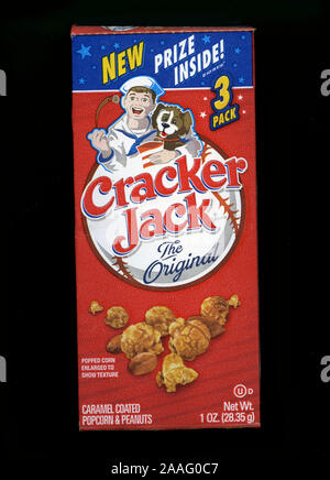 A box of Cracker Jack, an American snack consisting of molasses ...