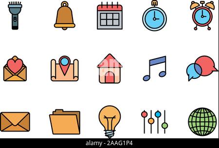 User interface and social media fill icon set design Stock Vector Image ...