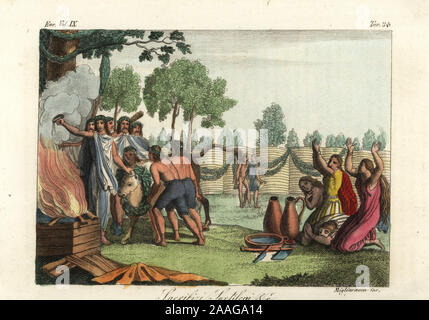 Ancient World, Germanic peoples, sacrifice, wood engraving, after ...