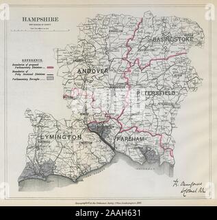 Hampshire county map. Divisions boroughs electoral. REFORM ACT. DAWSON ...