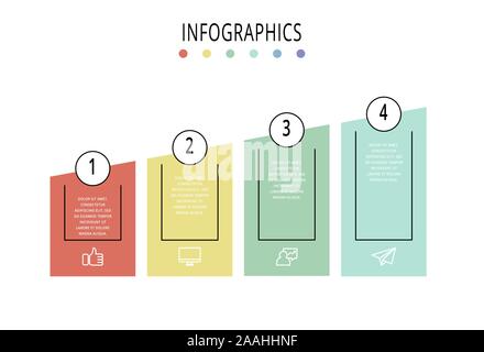 Vector creative infographic of columns bar chart with six options ...