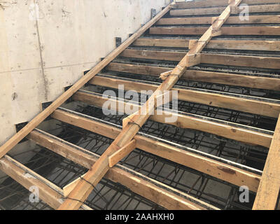Wooden formwork for concrete staircase at construction site 2018 Stock ...