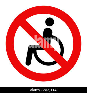 No disabled people allowed sign isolated on white background Stock ...